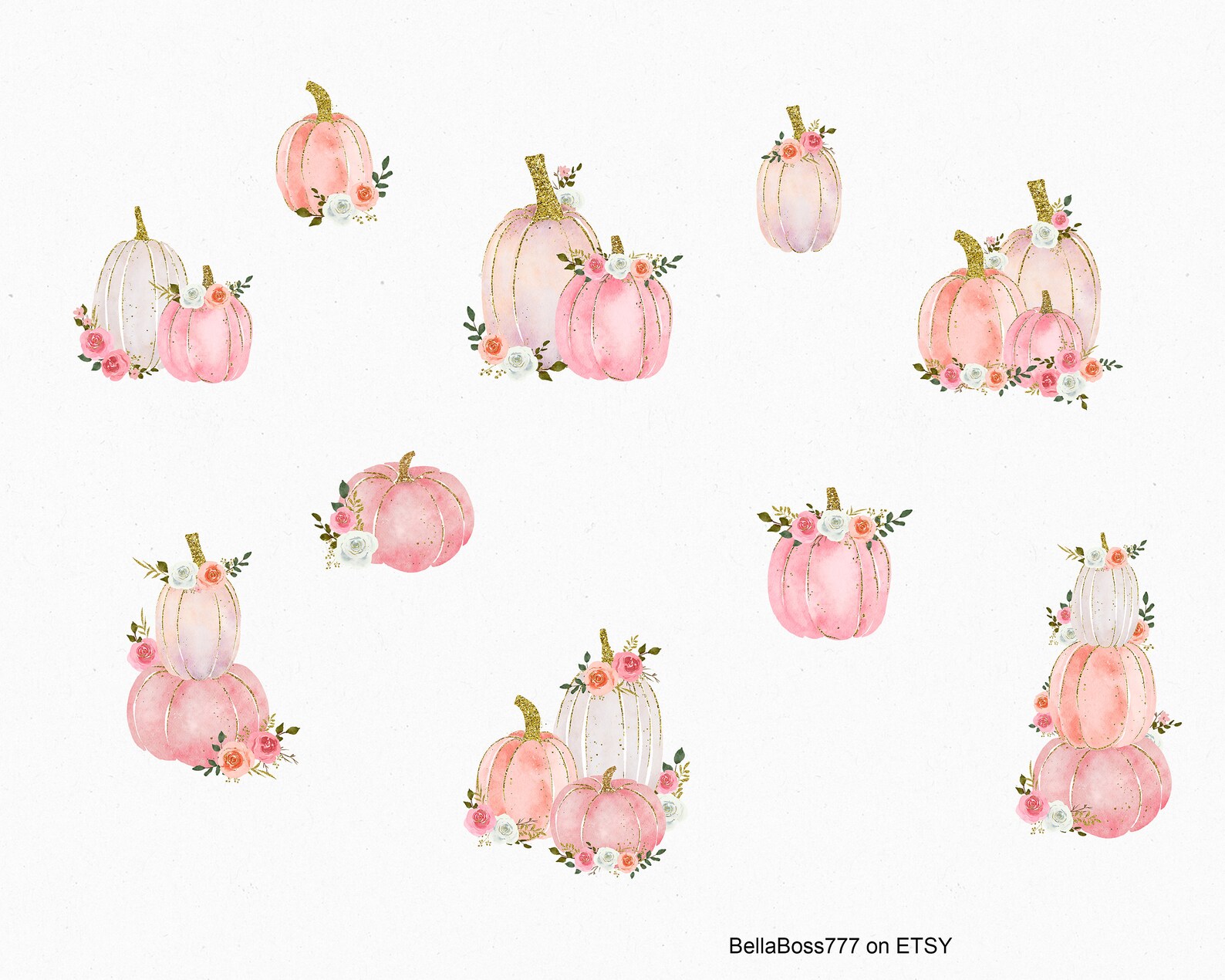 Pink Pumpkin Clipart Pastel Pumpkins Autumn Clipart - Etsy