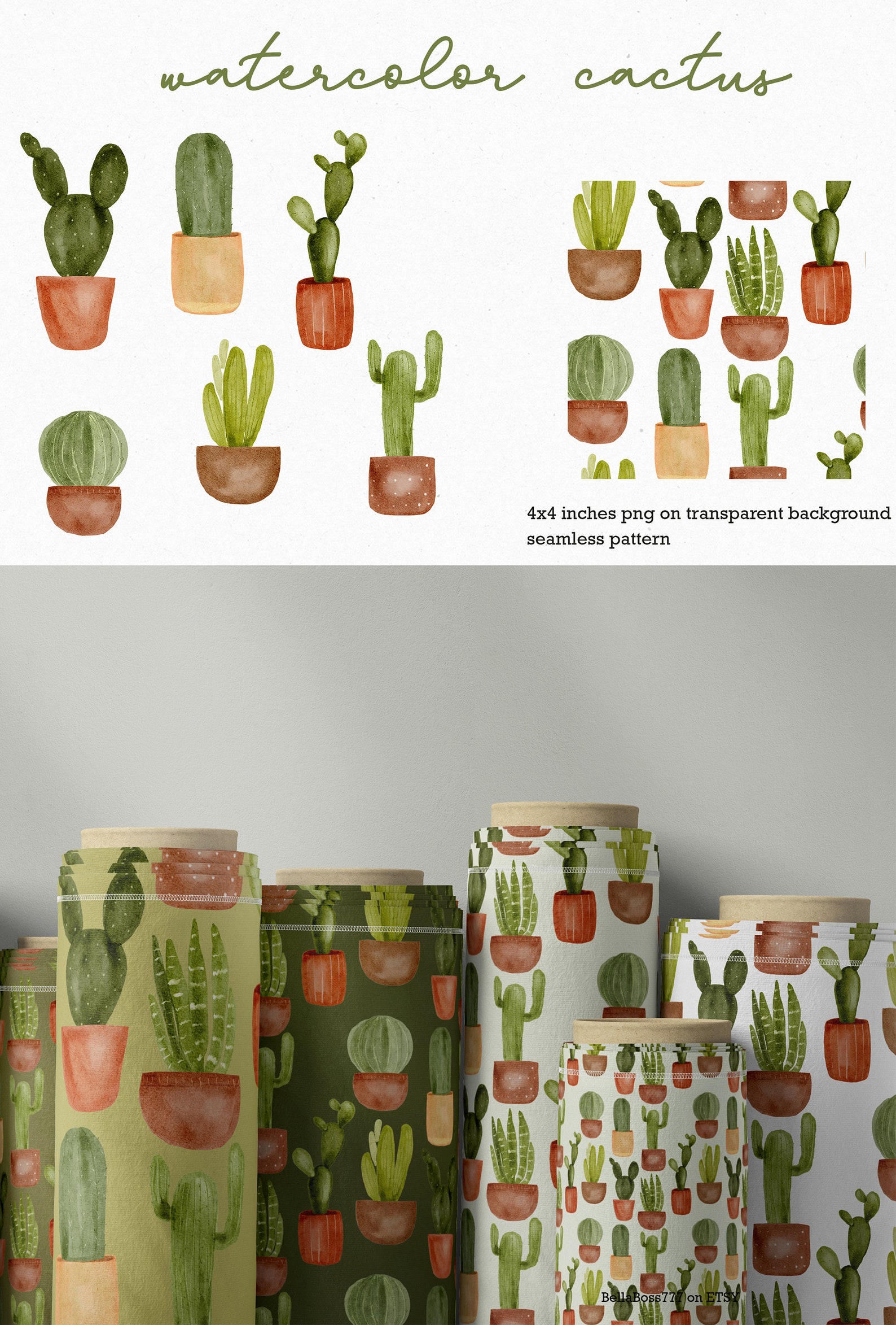 Watercolor Clipart, Cactus Clipart, Succulents Clipart, Cactus Pots ...