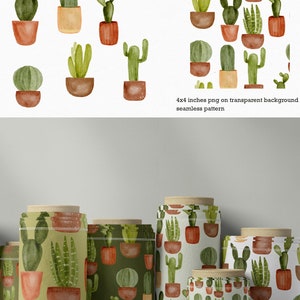 Watercolor Clipart, Cactus Clipart, Succulents Clipart, Cactus Pots ...