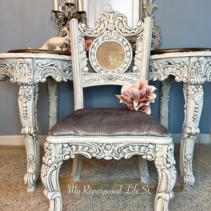 Custom Order Option! Baroque Style White and Pink Vanity With Mirror ...
