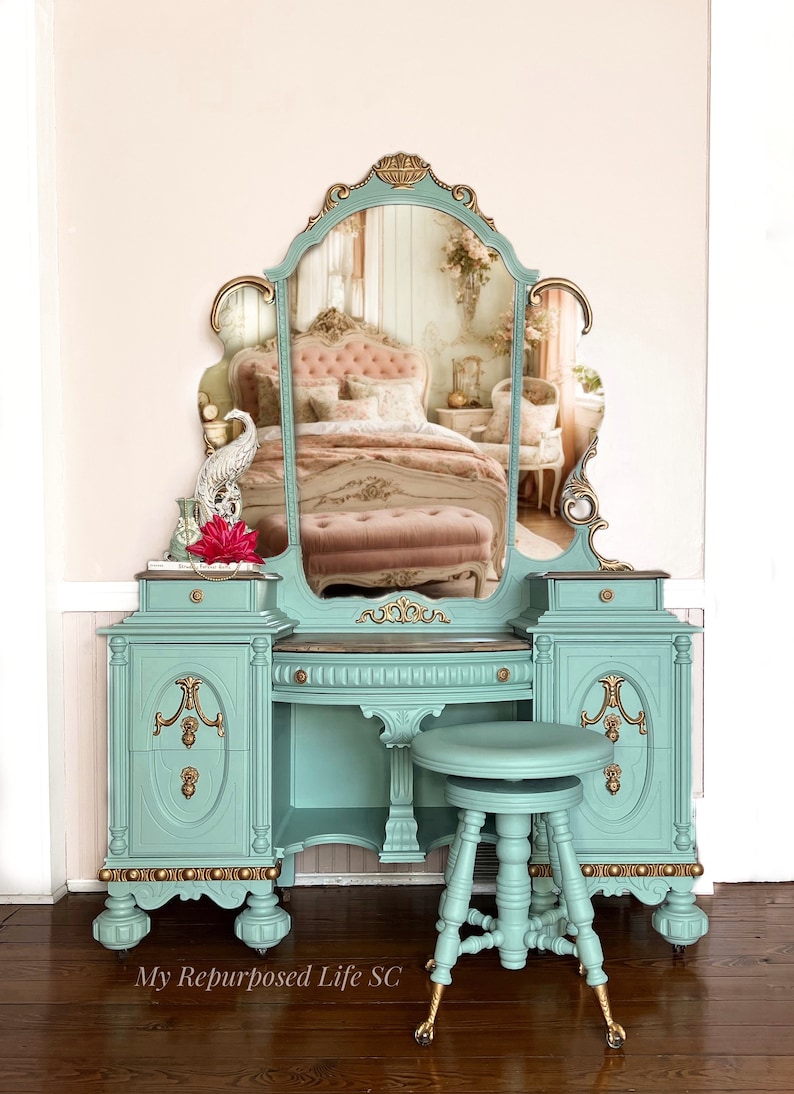 Custom Order Option! Antiqie Vintage Jacobean Vanity | Victorian ...