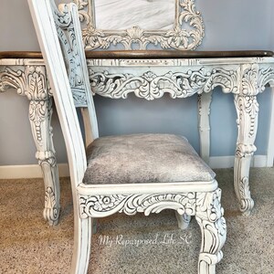 Custom Order Option! Baroque Style White and Pink Vanity With Mirror ...