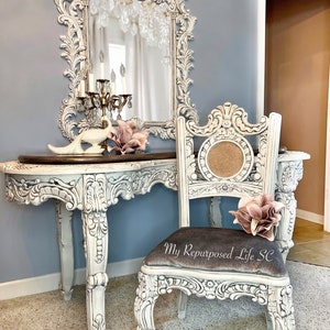 Custom Order Option! Baroque Style White and Pink Vanity With Mirror ...