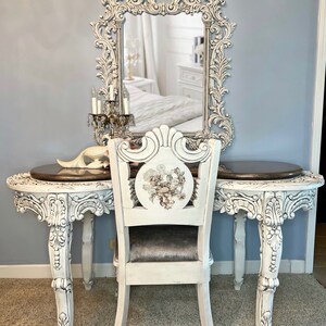Custom Order Option! Baroque Style White and Pink Vanity With Mirror ...