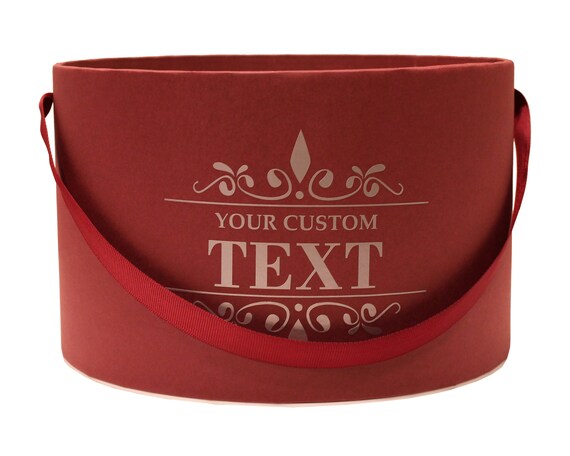 Gift Box Personal Custom Logo Text Round Bordeaux Silver | Etsy