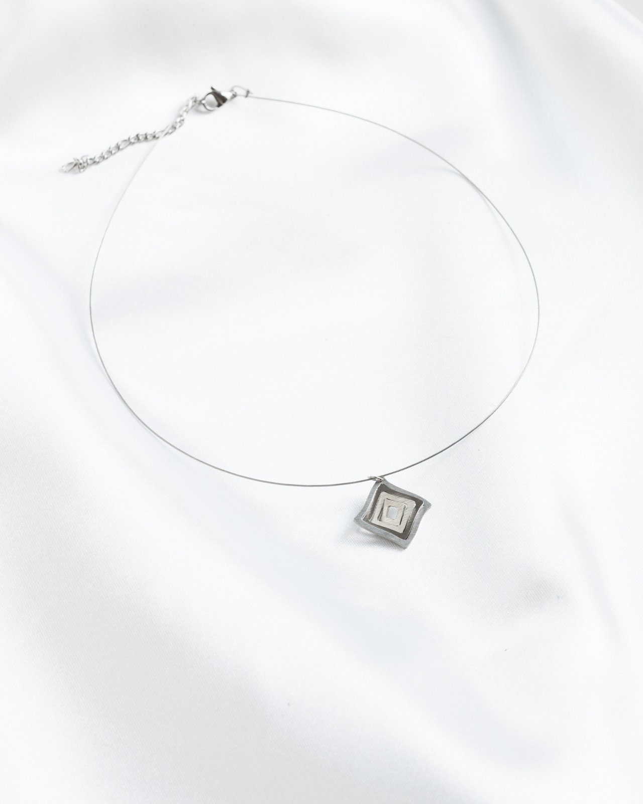 Stainless Steel Elegant Rhombus Wire Necklace Dainty Shining - Etsy