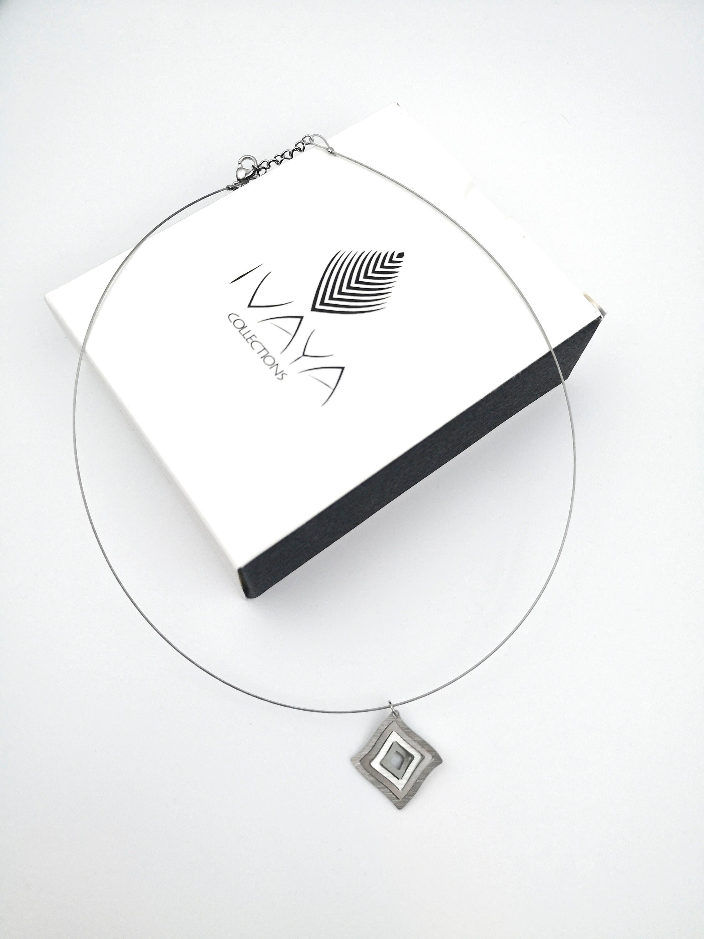 Stainless Steel Elegant Rhombus Wire Necklace Dainty Shining - Etsy