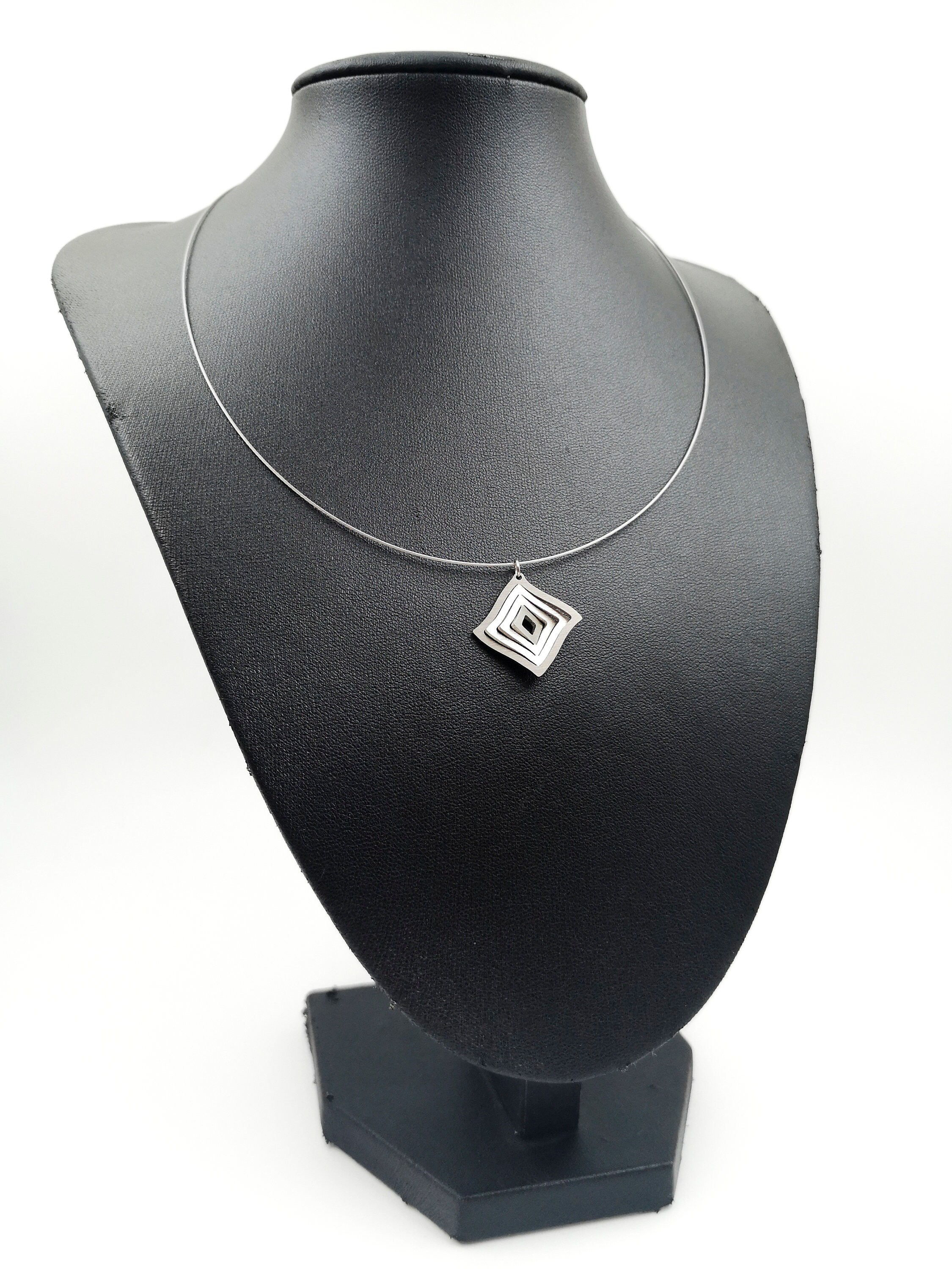Stainless Steel Elegant Rhombus Wire Necklace Dainty Shining - Etsy