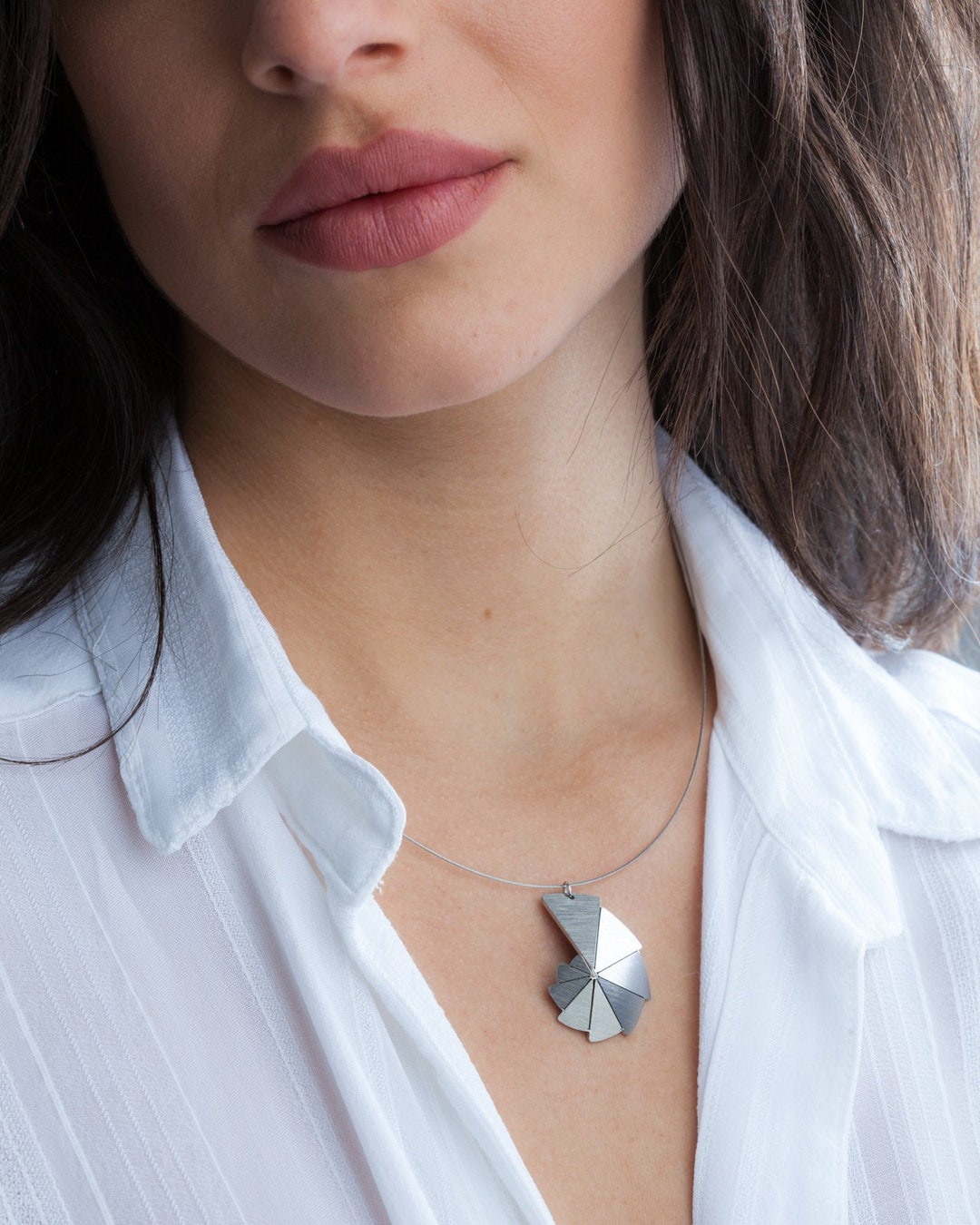 Stainless Steel Origami Fibonacci Wire Necklace, Dainty Geometric ...