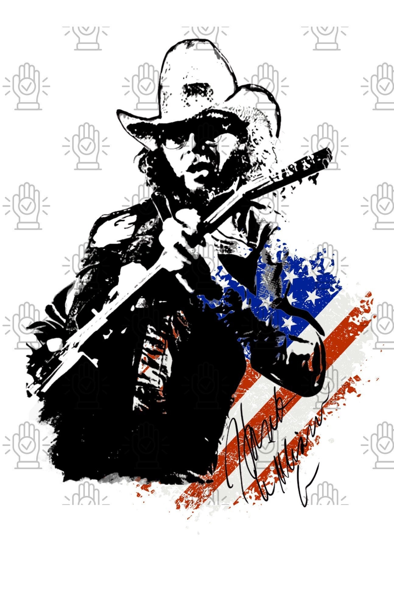 Hank Jr Png With American Flag Background Etsy