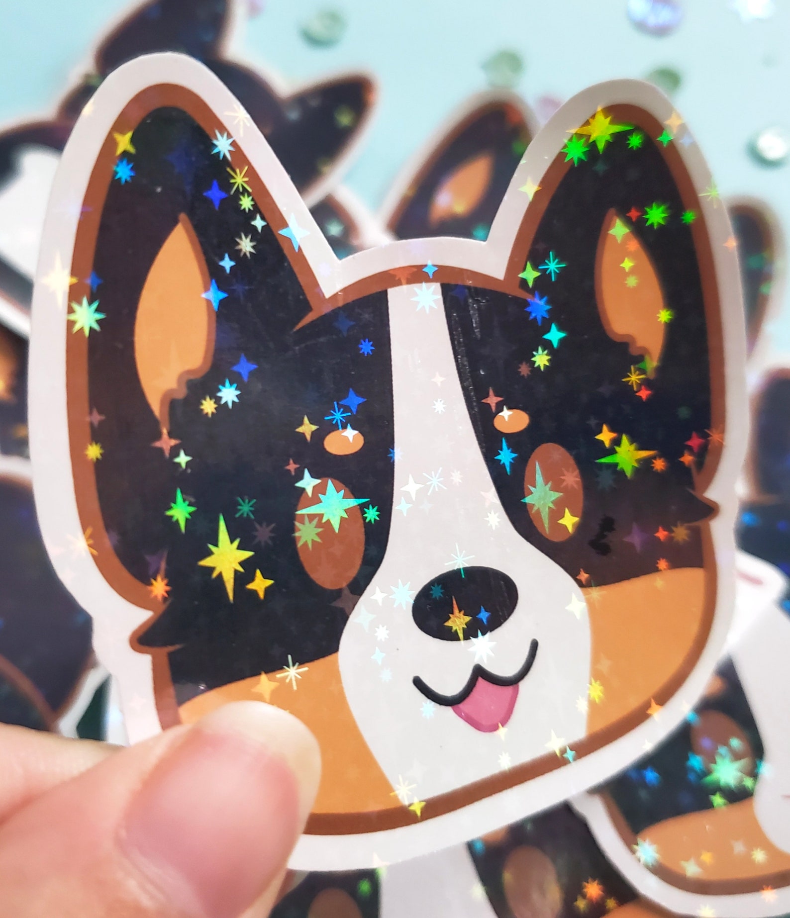 Tri-colored Corgi Vinyl Stickers and Sticker Pack Holographic | Etsy