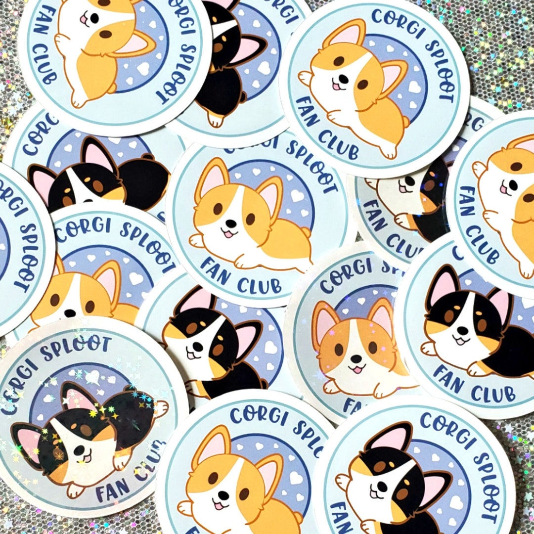 Corgi Sploot Fan Club Vinyl Stickers, Gloss and Holographic - Etsy