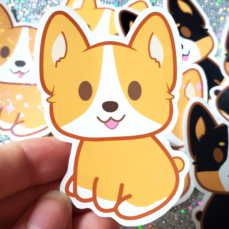 Tri-color and Original Color Sitting Corgi Vinyl Stickers - Etsy