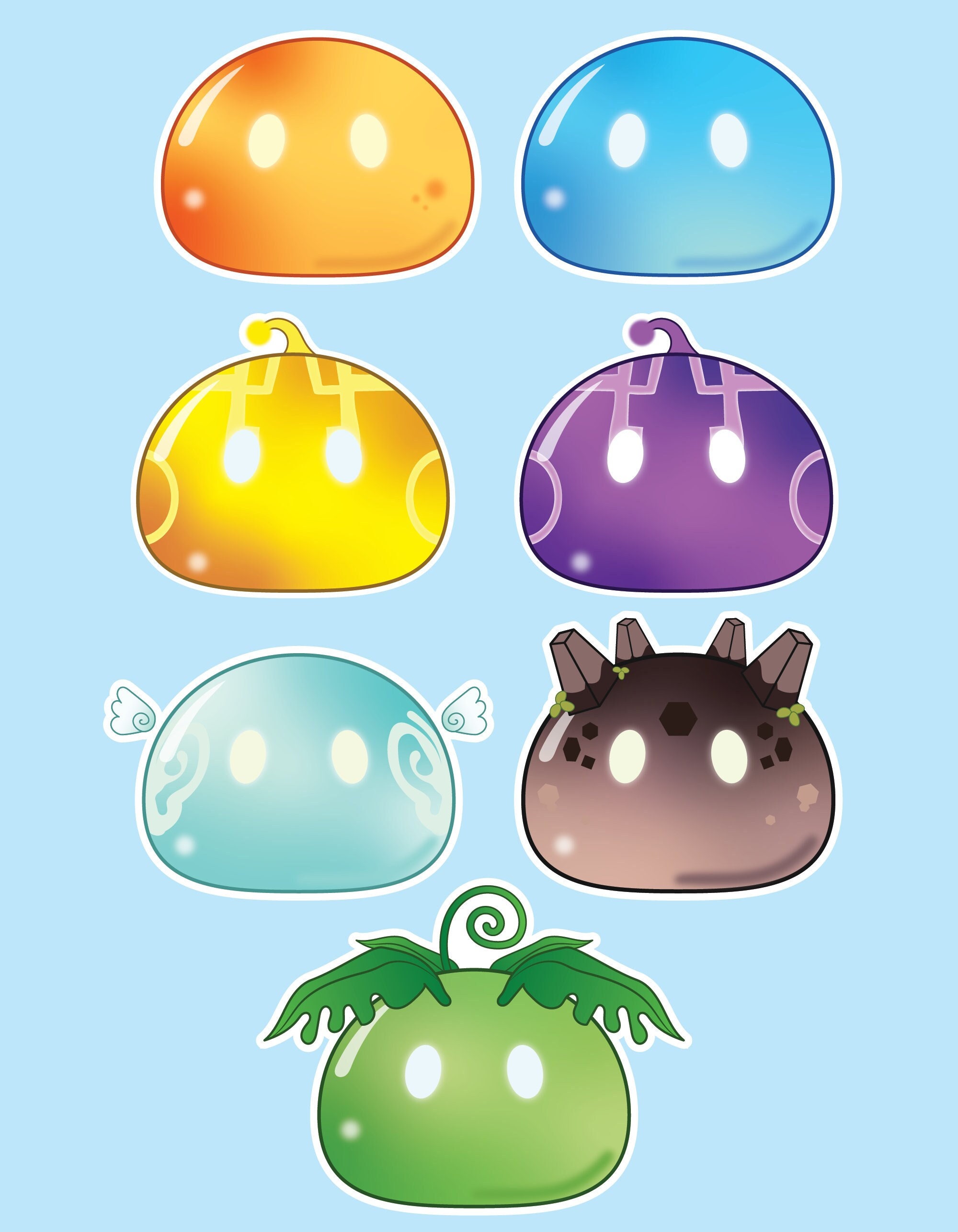 Genshin Impact Slimes Vinyl Sticker Glanz und Holographic | Etsy