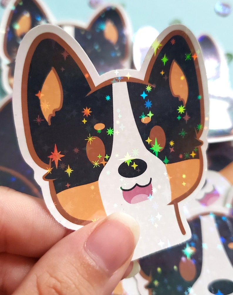 Tri-colored Corgi Vinyl Stickers and Sticker Pack Holographic - Etsy