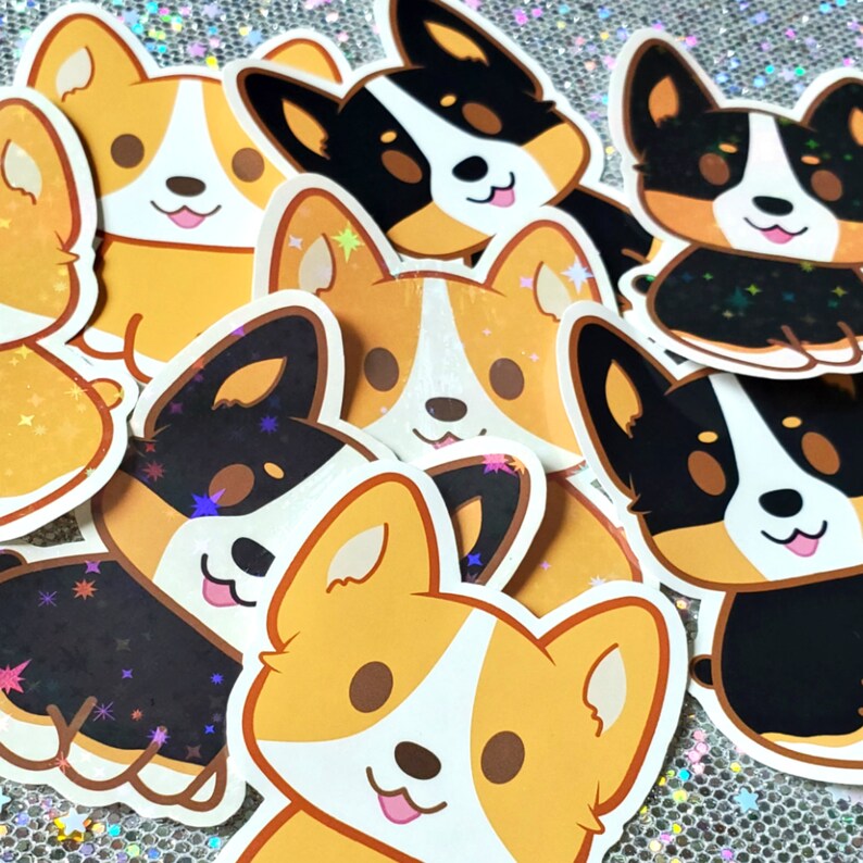Tri-color and Original Color Sitting Corgi Vinyl Stickers - Etsy