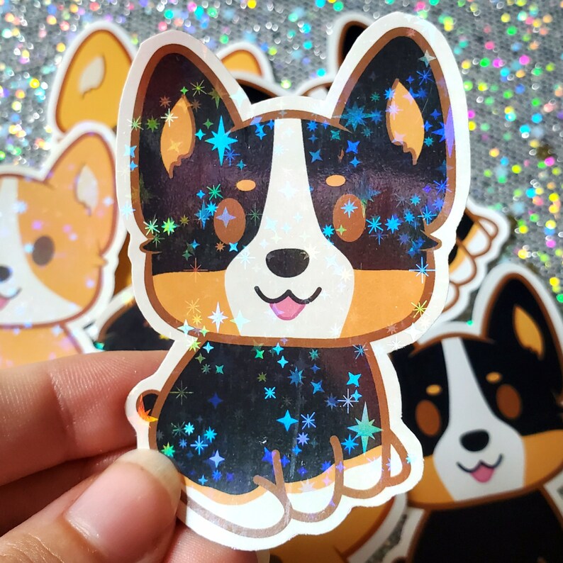 Tri-color and Original Color Sitting Corgi Vinyl Stickers | Etsy