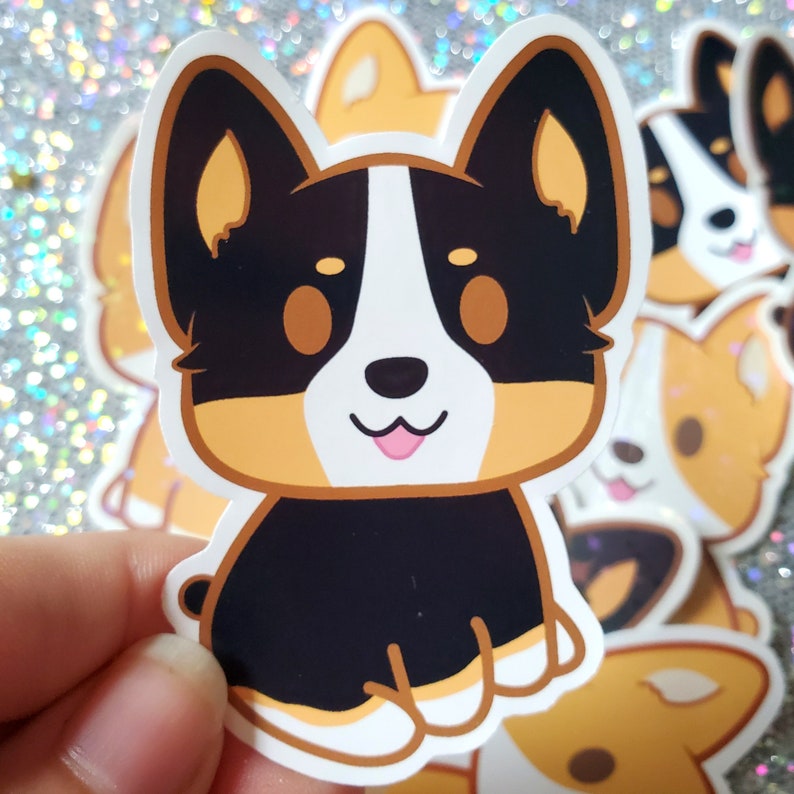 Tri-color and Original Color Sitting Corgi Vinyl Stickers | Etsy