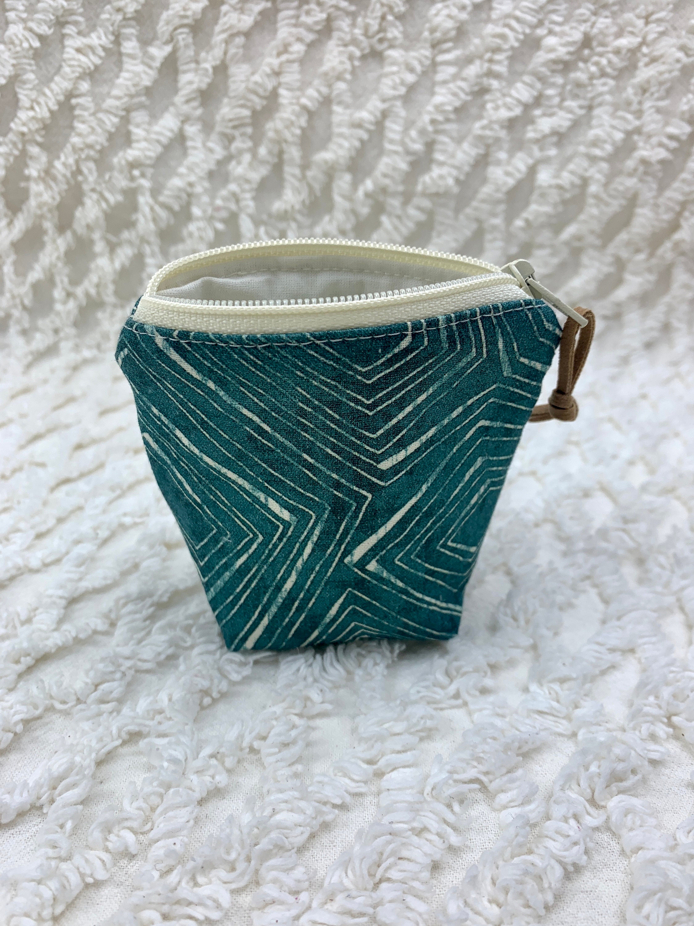 Teal and Cream Mini Bag/pouch, Small Zipper Pouch, Customizable Purse ...