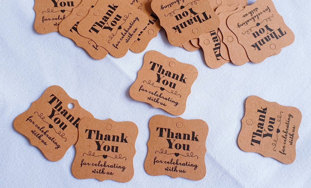 100 Card Thank You Labels With String Rustic Gift Packing Gift Tags ...