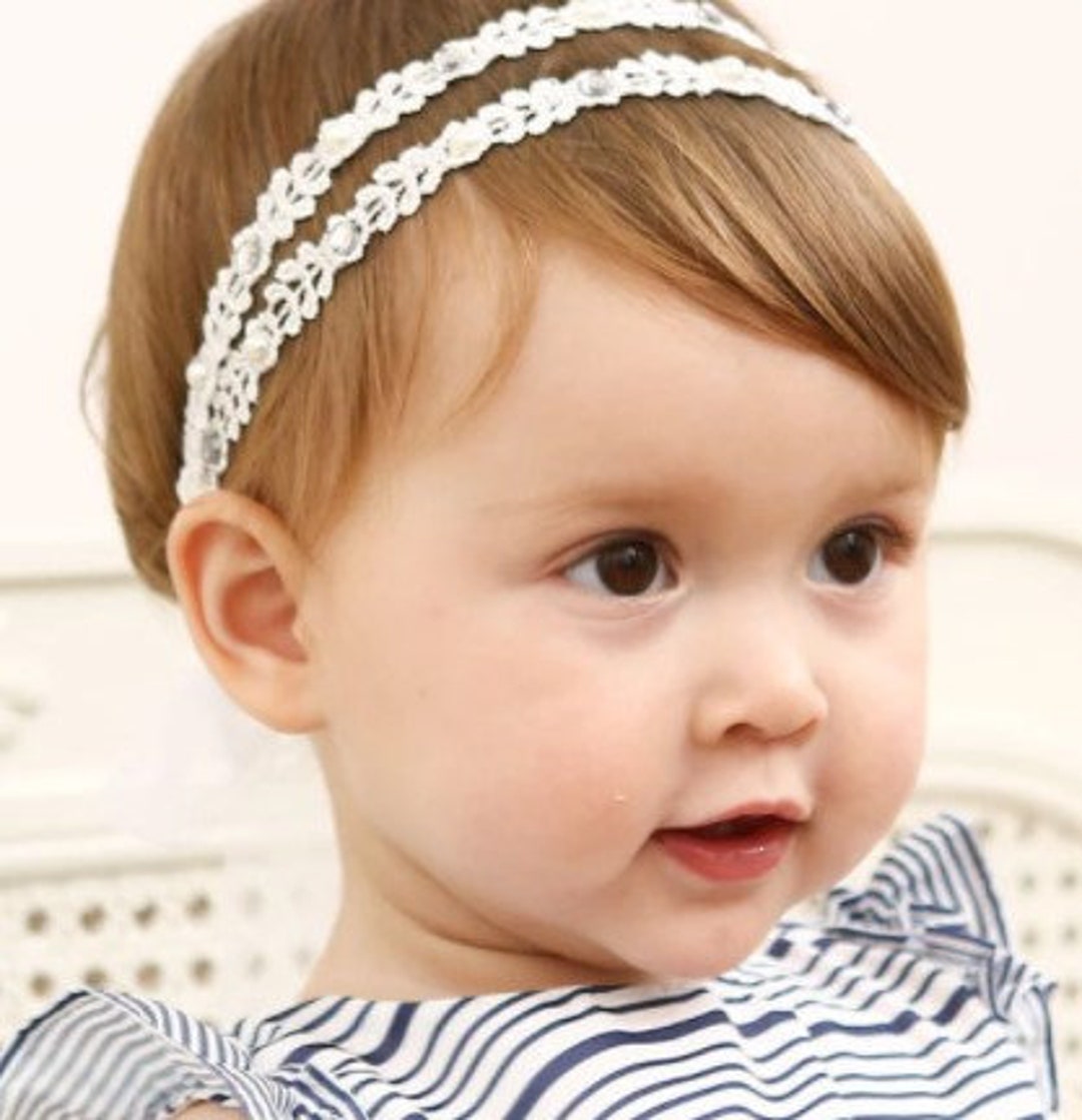 White Flower Beaded Embellished Headband - Flowergirl Headwear ...