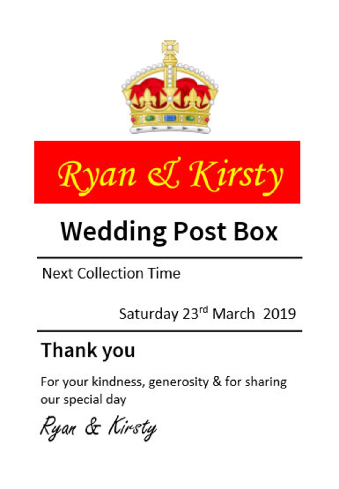 Post Box Wedding Decoration Print PDF Customized Sign - Etsy UK