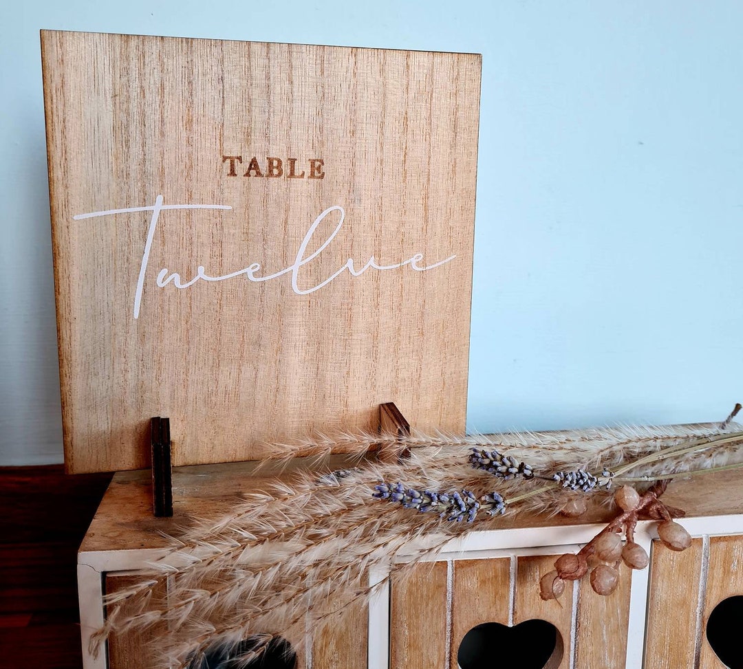 Wooden Table Numbers Square Table Numbers Rustic Table Number Boho ...
