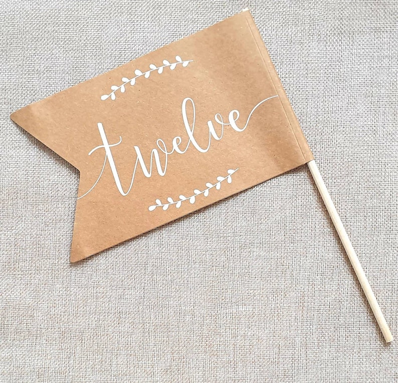 Table Number Flags 1 to 12 - Rustic Table Numbers - Wedding Table ...
