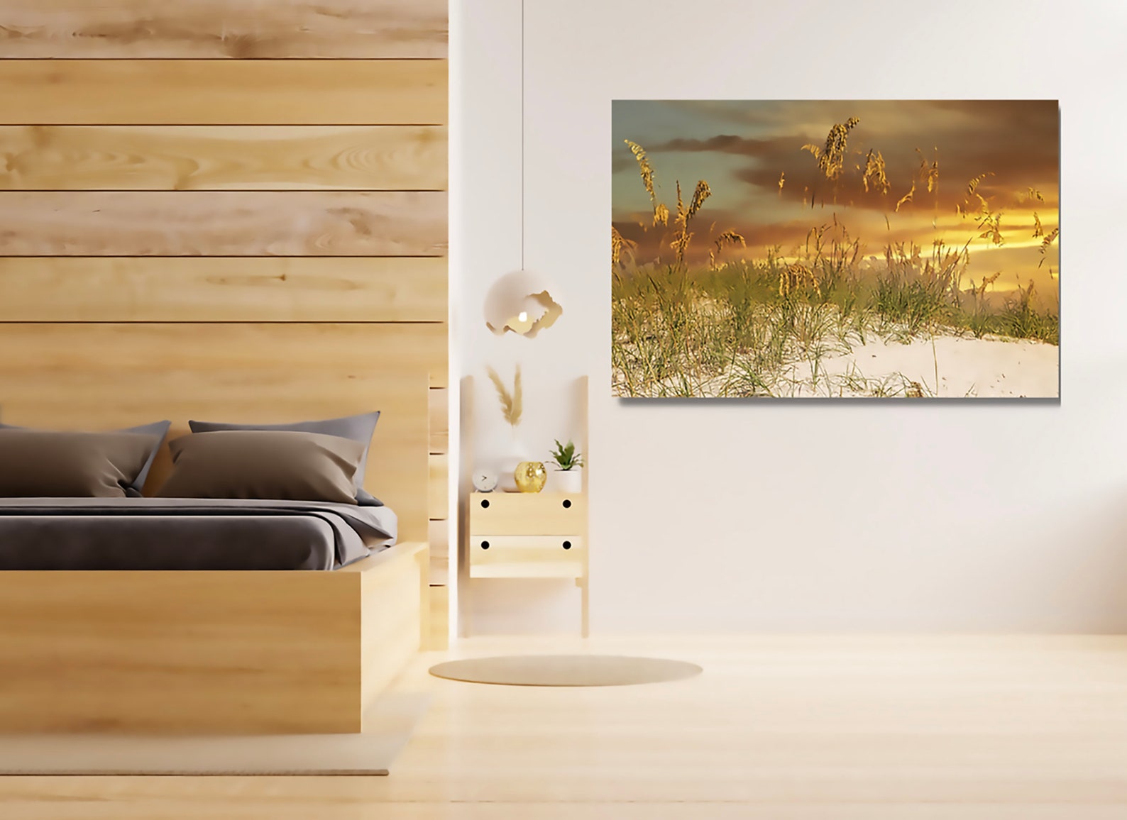 Seascape Sunset Painting Fine Art, Sunset Coastal Beach With Sand Dunes ...