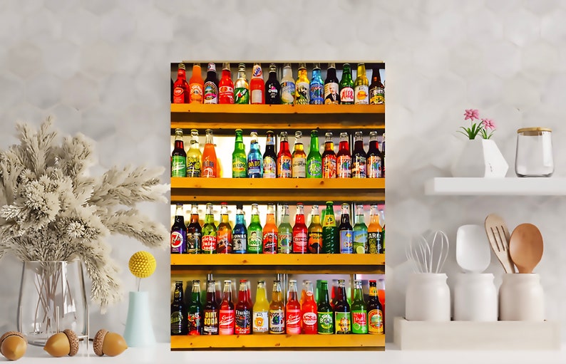 Soda Bottle Rack Art Print, Soda Wall Art Canvas Poster Home & Office ...