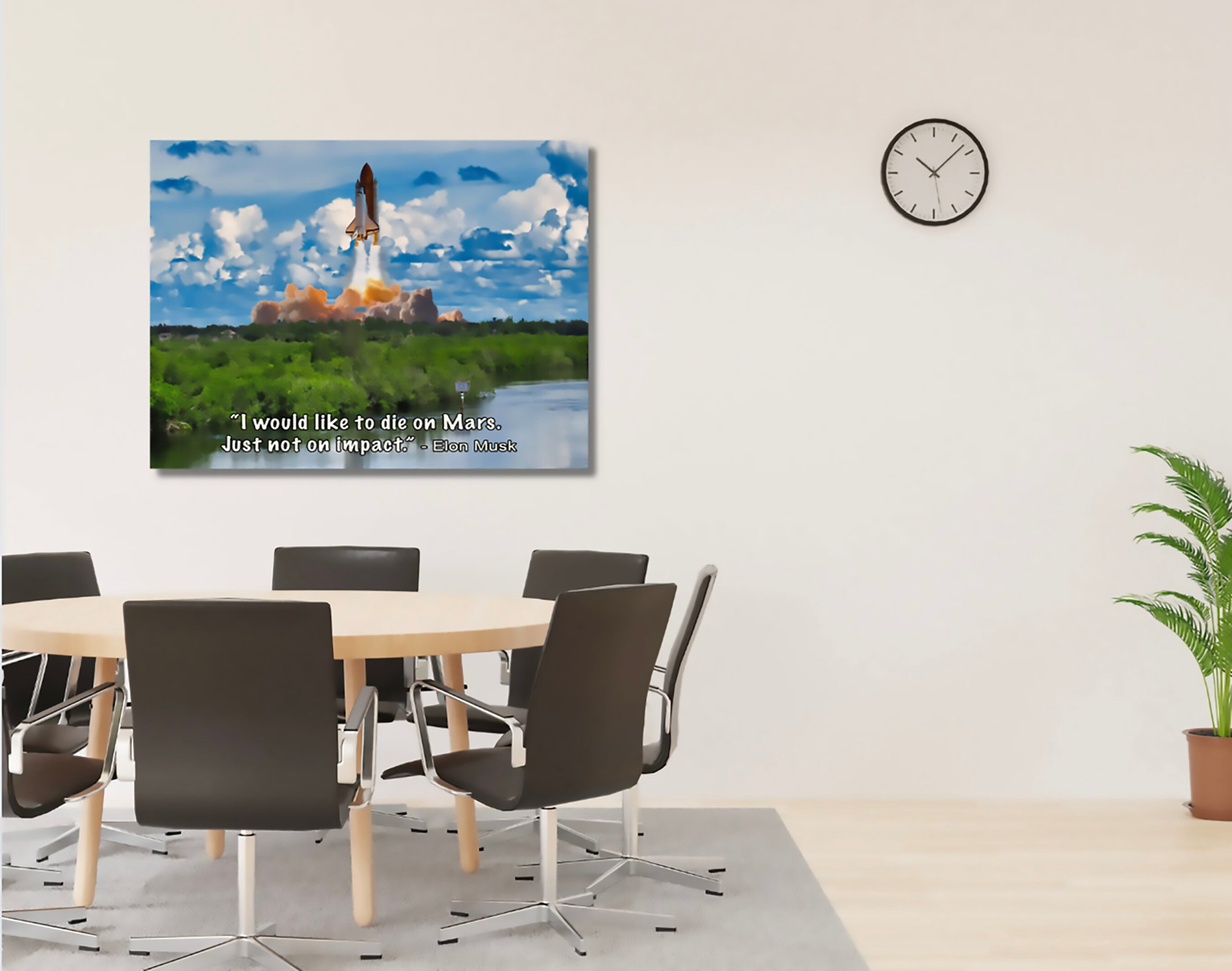 Spaceship Canvas Prints, Shuttle Launch in Clouds Modern Poster Wall ...