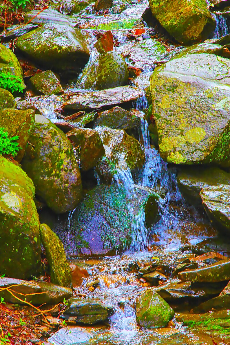 Mountain Stream Canvas Wall Art Print, Silky Waterfall Art, Framed ...