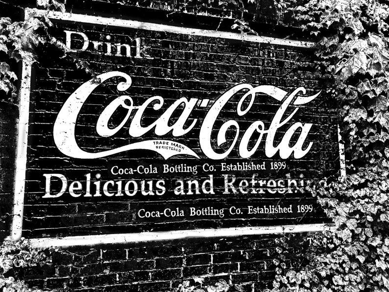 Coca-cola Sign, Vintage B&W Infrared Canvas Print, Acrylic Art Print ...