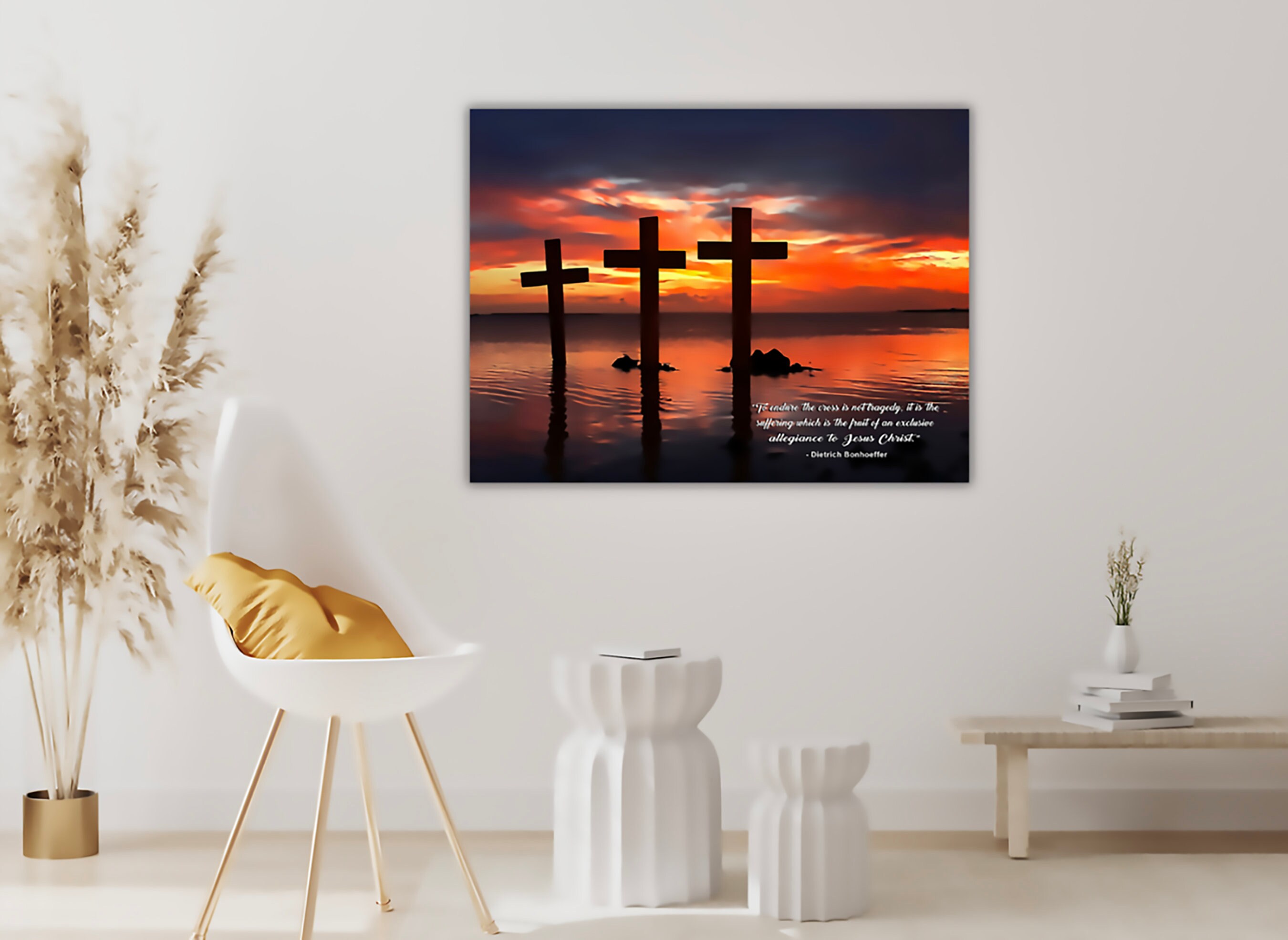 Christian Crosses Sunset Quote , Spirititual Cross Canvas Wall Art ...