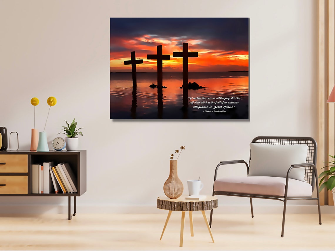 Christian Crosses Sunset Quote , Spirititual Cross Canvas Wall Art ...