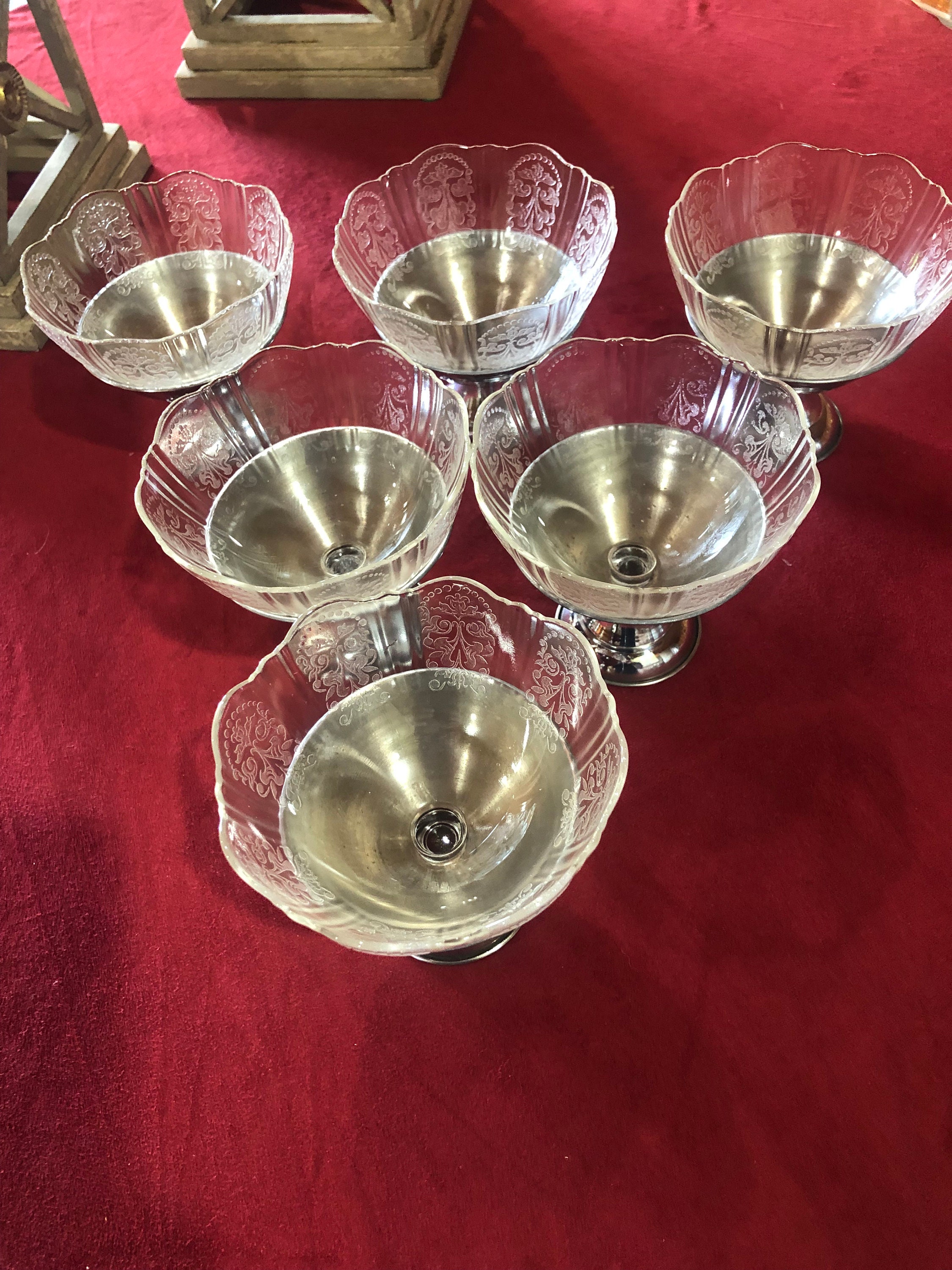 RARE Vintage Set of Six 6 Macbeth Evans American Sweetheart Dessert ...