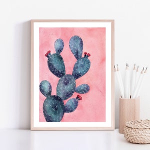 Prickly Pear Cactus Print-cactus Art Print-cacti Wall Art-nursery ...