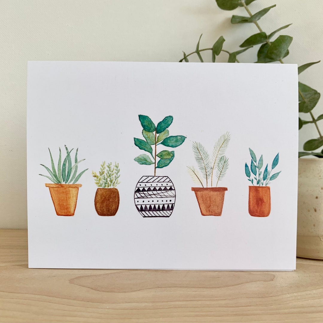 Potted Plants Cards-greeting Cards-blank Card Set-botanical Greeting ...