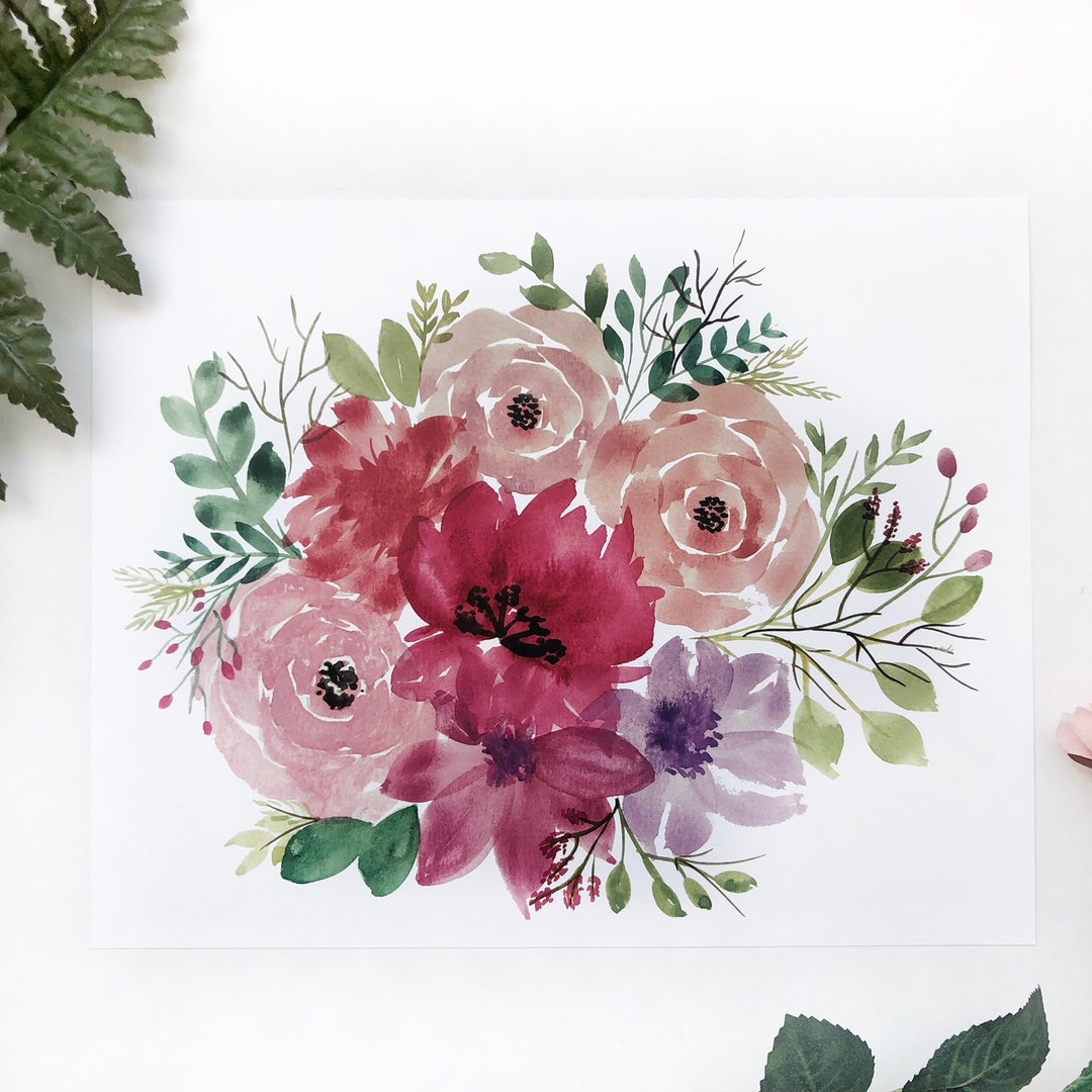 Watercolor Florals-watercolor Flower Art-floral Art Decor-botanical ...