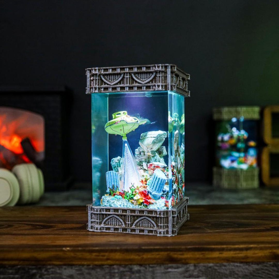 Submarine Under Water Lamp, Deep Sea Diorama Resin Lamp, Ocean Night ...