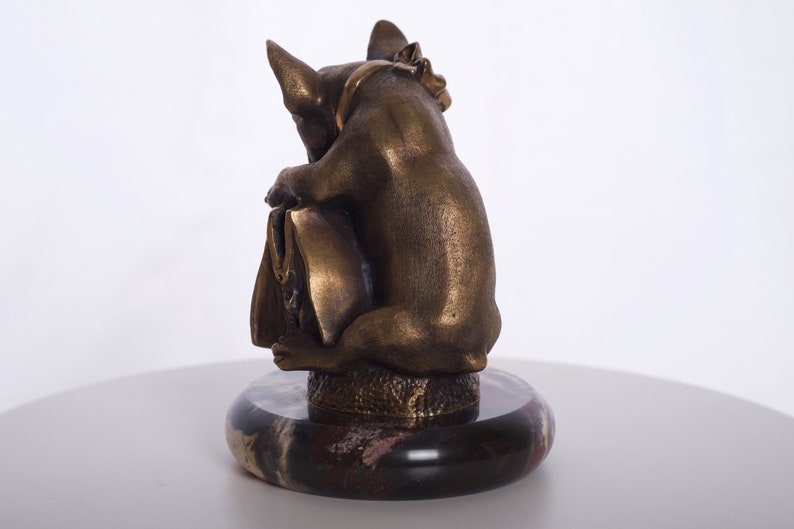 Bronze Boxer Dog With Valise Classy Desk Decoration | Etsy