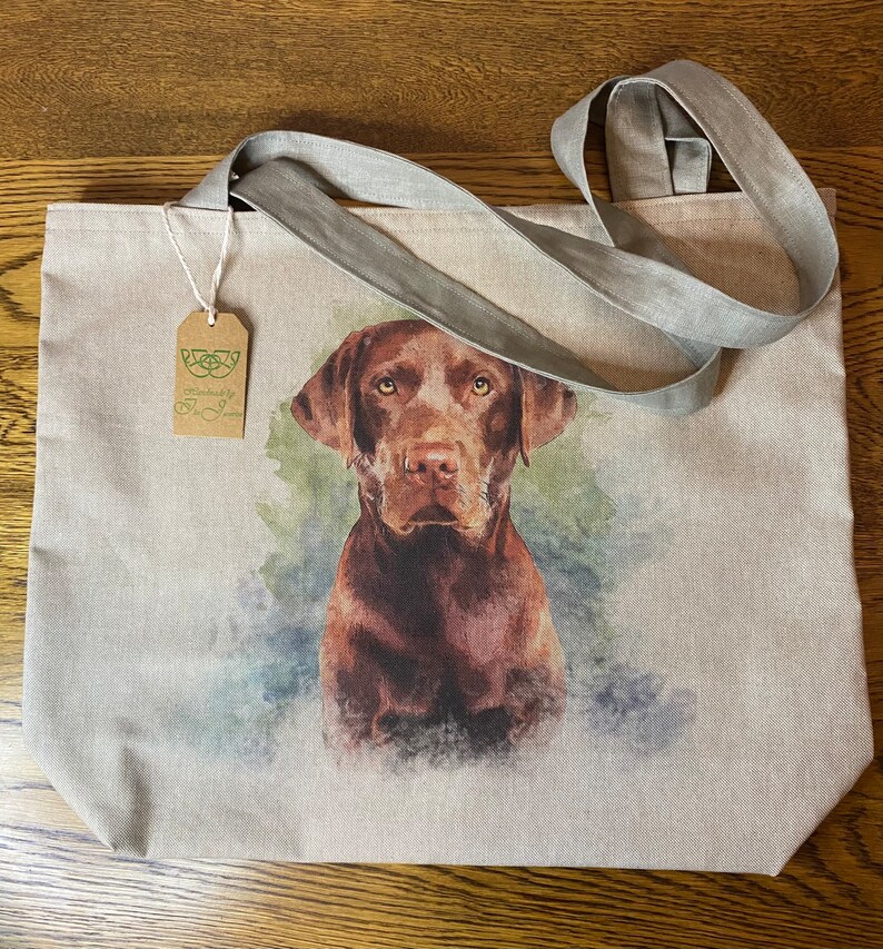 Cotton Rich Linen Look Labrador Dog Shopping Bag, Digitally Printed ...