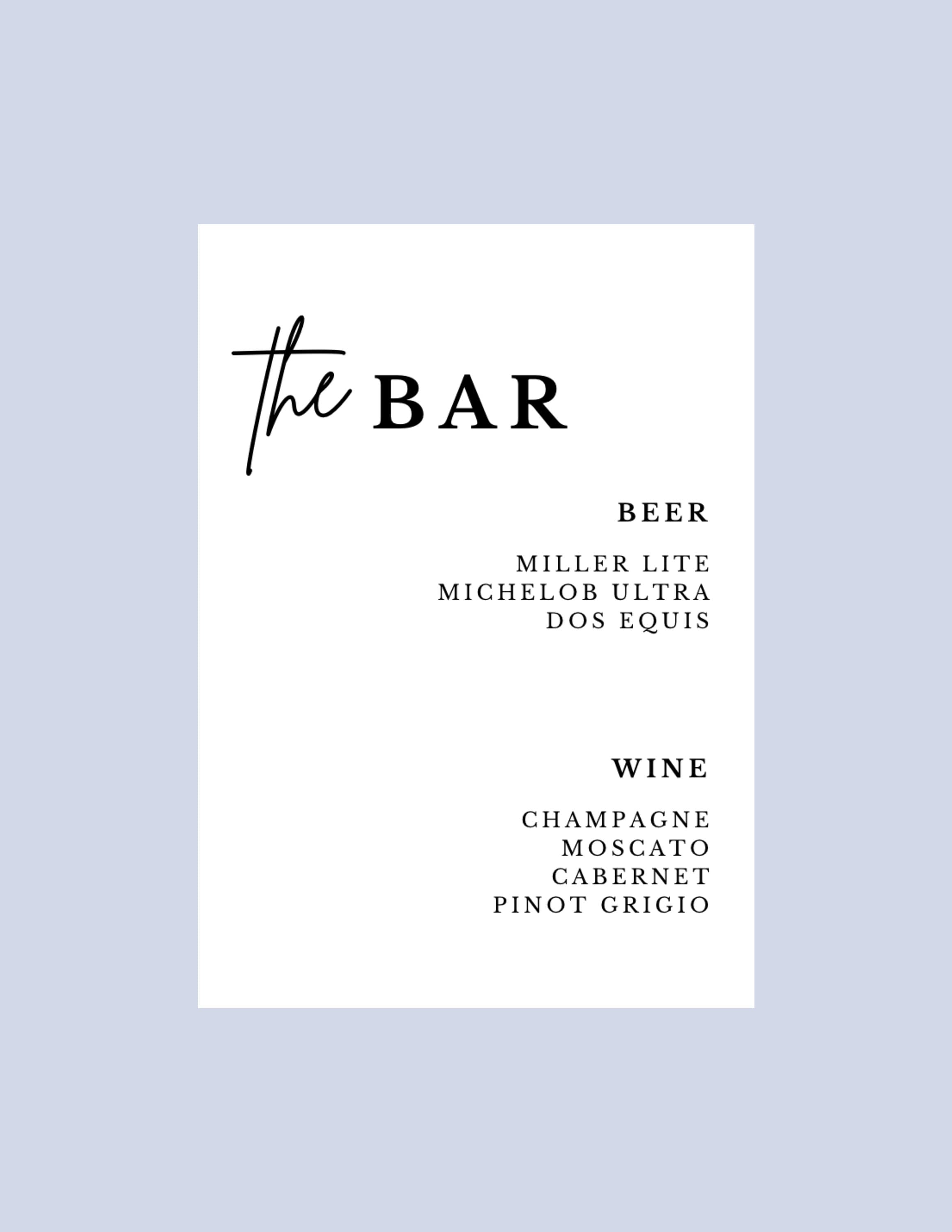 Wedding Bar Sign Canva Template - Etsy