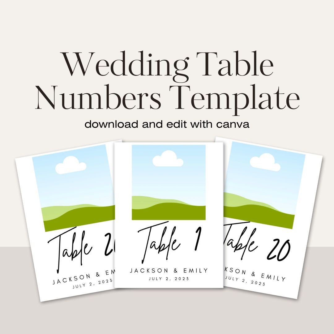 Wedding Table Numbers Canva Template - Etsy