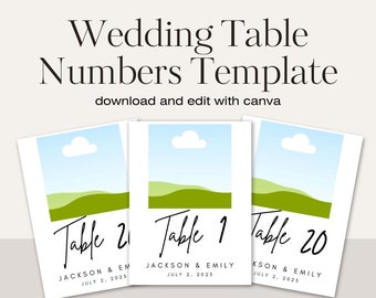 Minimal Wedding Table Numbers Canva Template Digital Download - Etsy