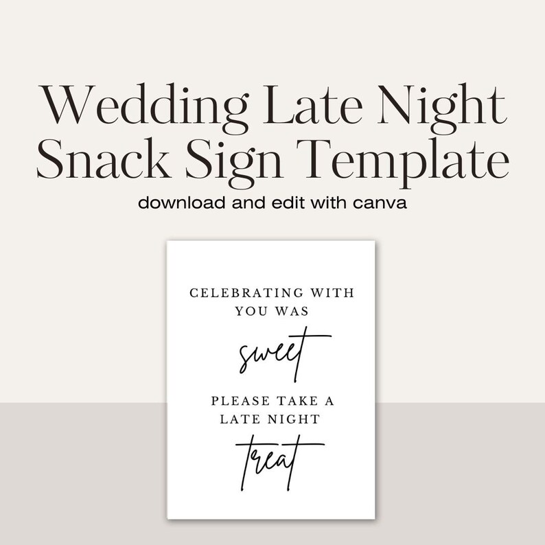 Wedding Late Night Snack Sign Canva Template - Etsy