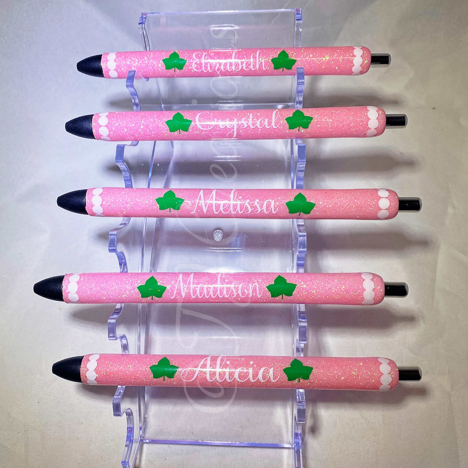 Custom Personalized Writing Pen Pink and Green Ivy Pearls - Etsy