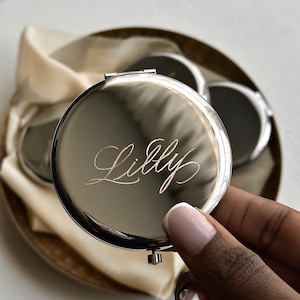 Calligraphy Engraved Compact Mirror | Personalized Gifts | Bridesmaids ...