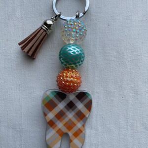 Tooth Keychain-personalized Glitter Tooth Keychain- Dentist Keychain ...