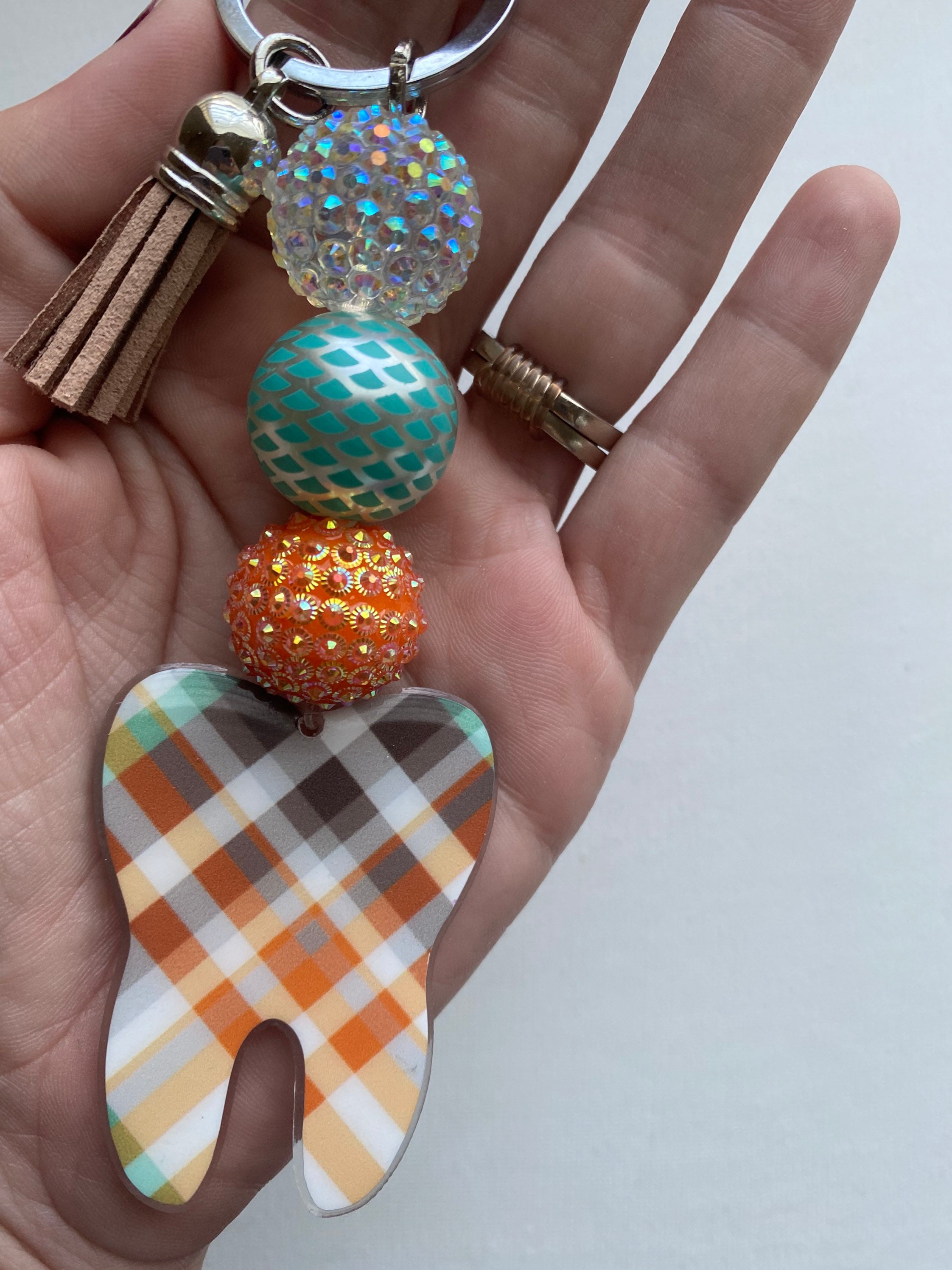 Tooth Keychain-personalized Glitter Tooth Keychain Dentist | Etsy
